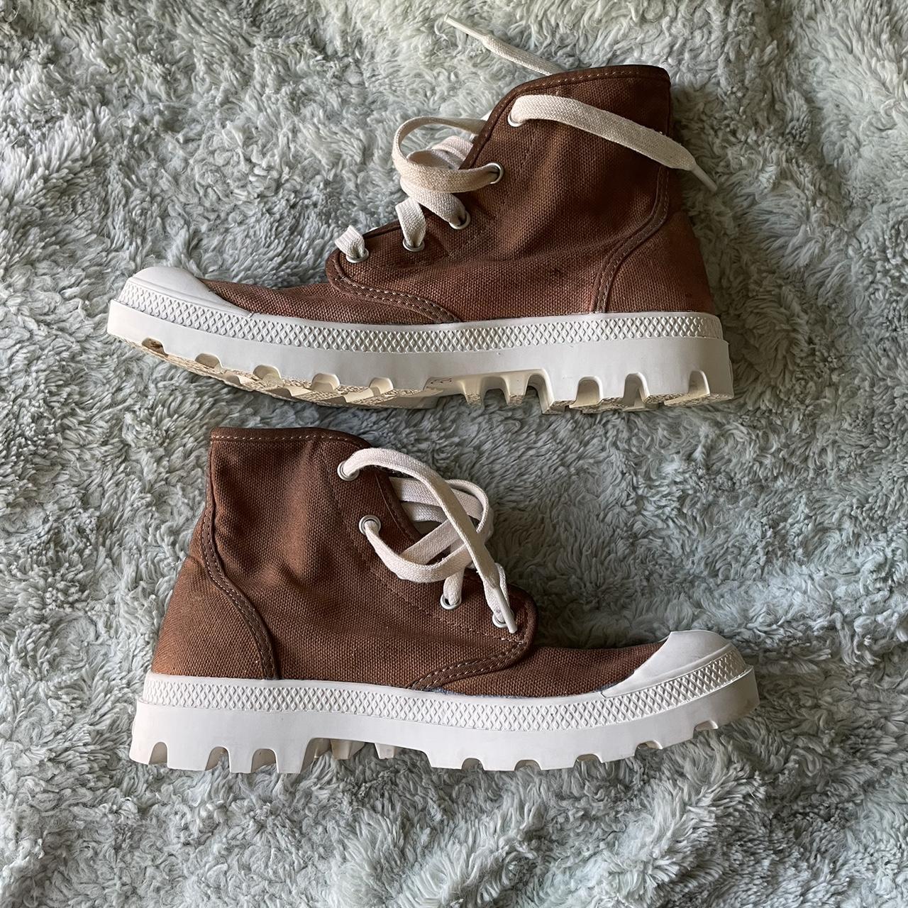 brown palladium high tops - perfect for fall - self... - Depop
