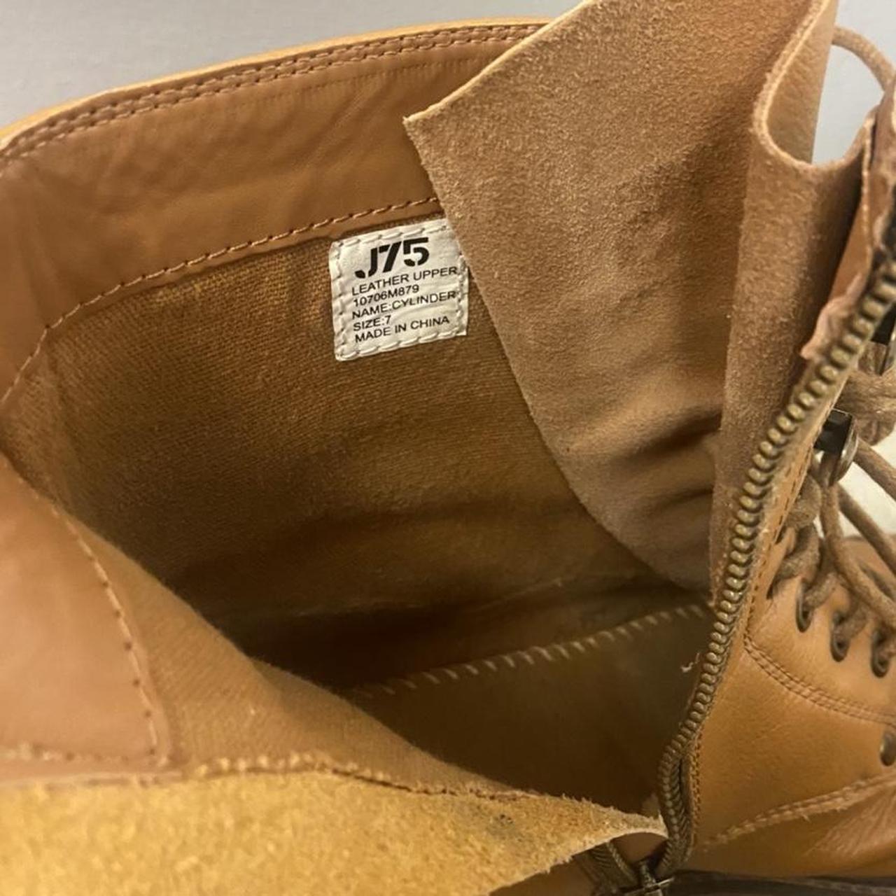 J75 by JUMP Leather Combat Boots in Dark Tan.... - Depop