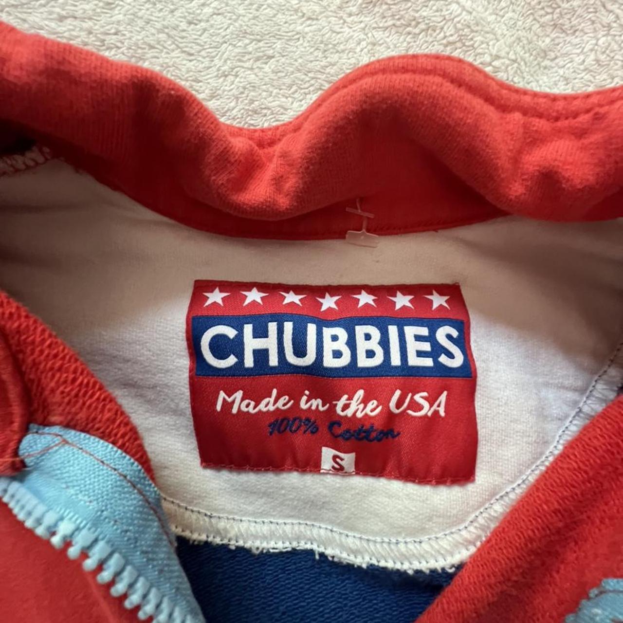 Chubbies red white and blue quarter zip, worn a few... - Depop