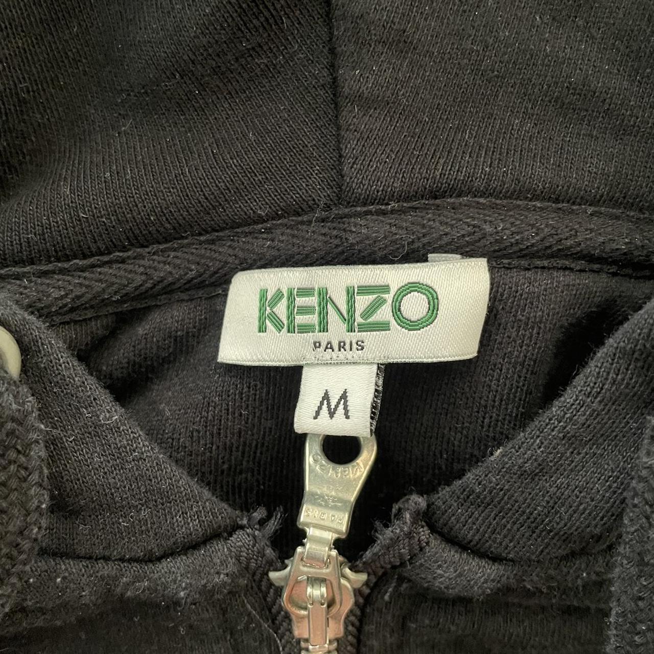 Excellent condition Black Kenzo zip up hoodie. Size M - Depop