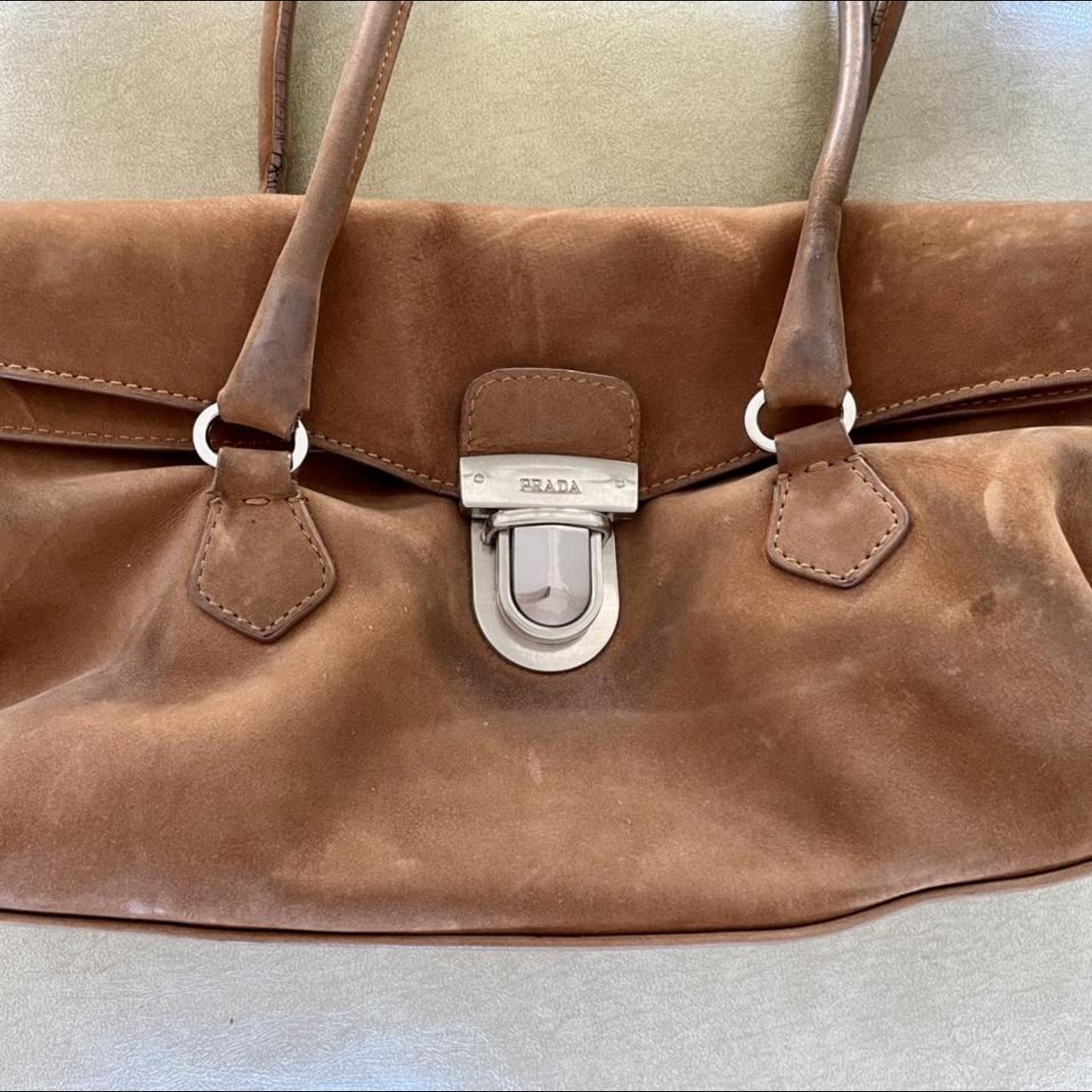 Vintage Prada Suede Bag 🤎 Some scuffs & marks on /... - Depop
