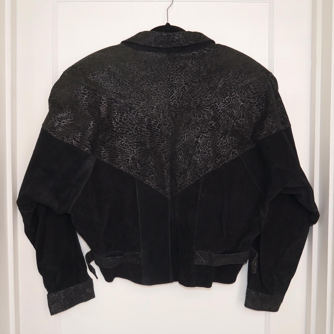 Vintage Leather Jacket w/ Animal Snakeskin Print... - Depop