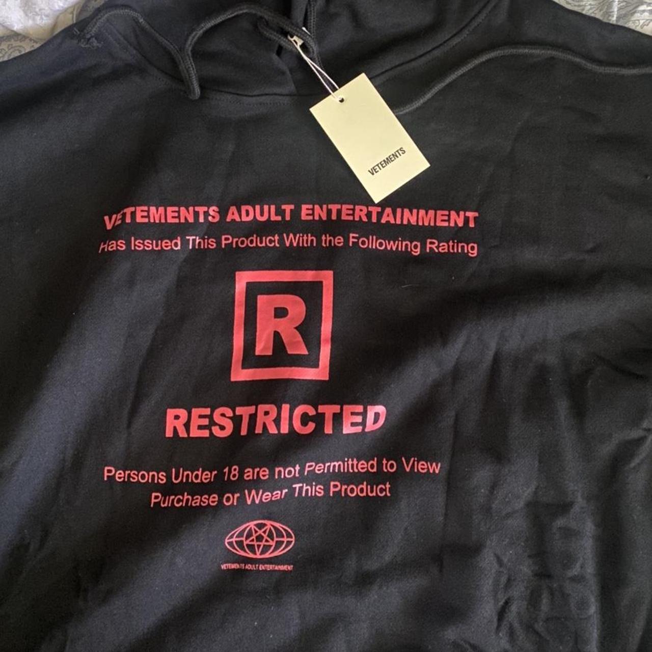 Vetements adult entertainment hoodie. Size large... - Depop