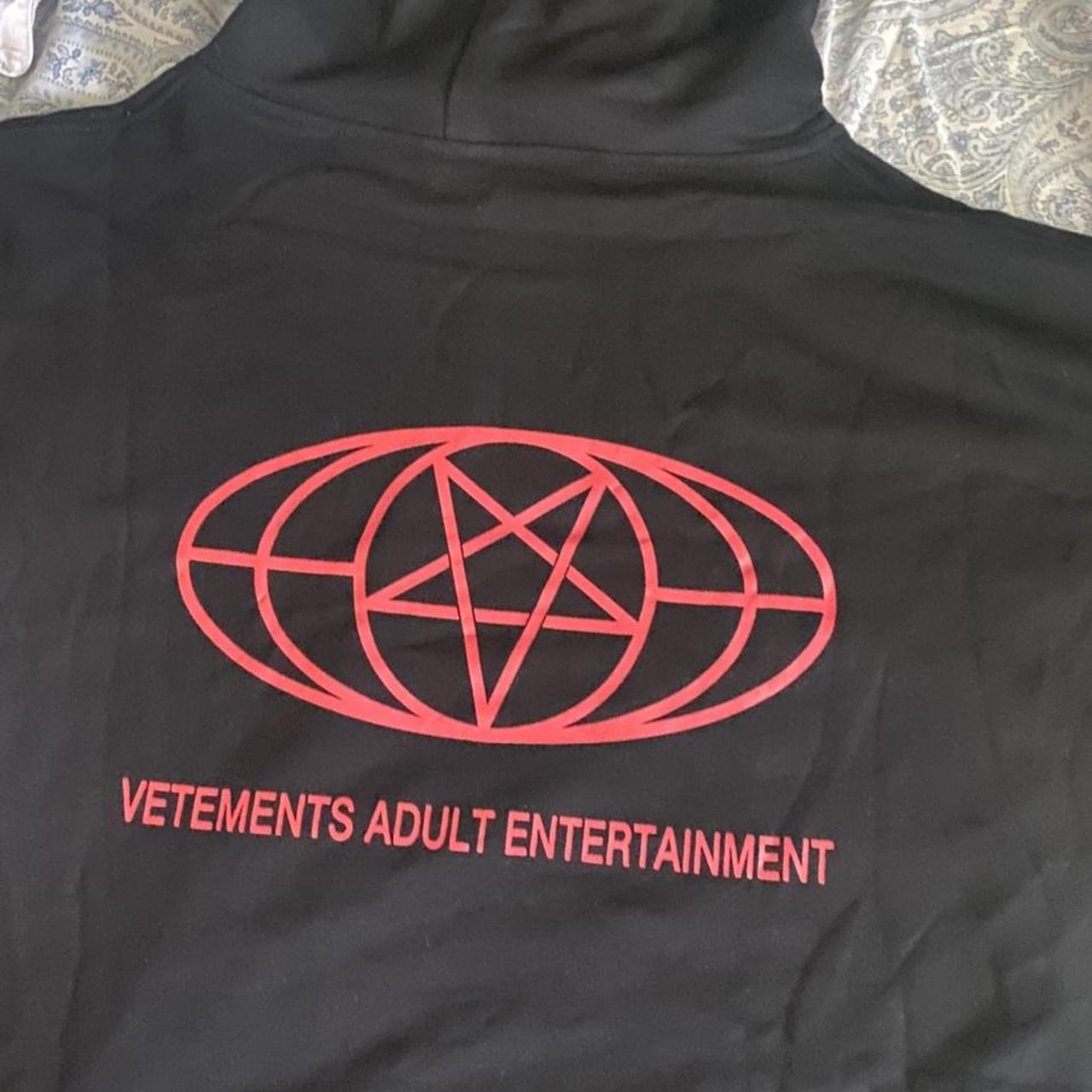 Vetements adult entertainment hoodie. Size large... - Depop