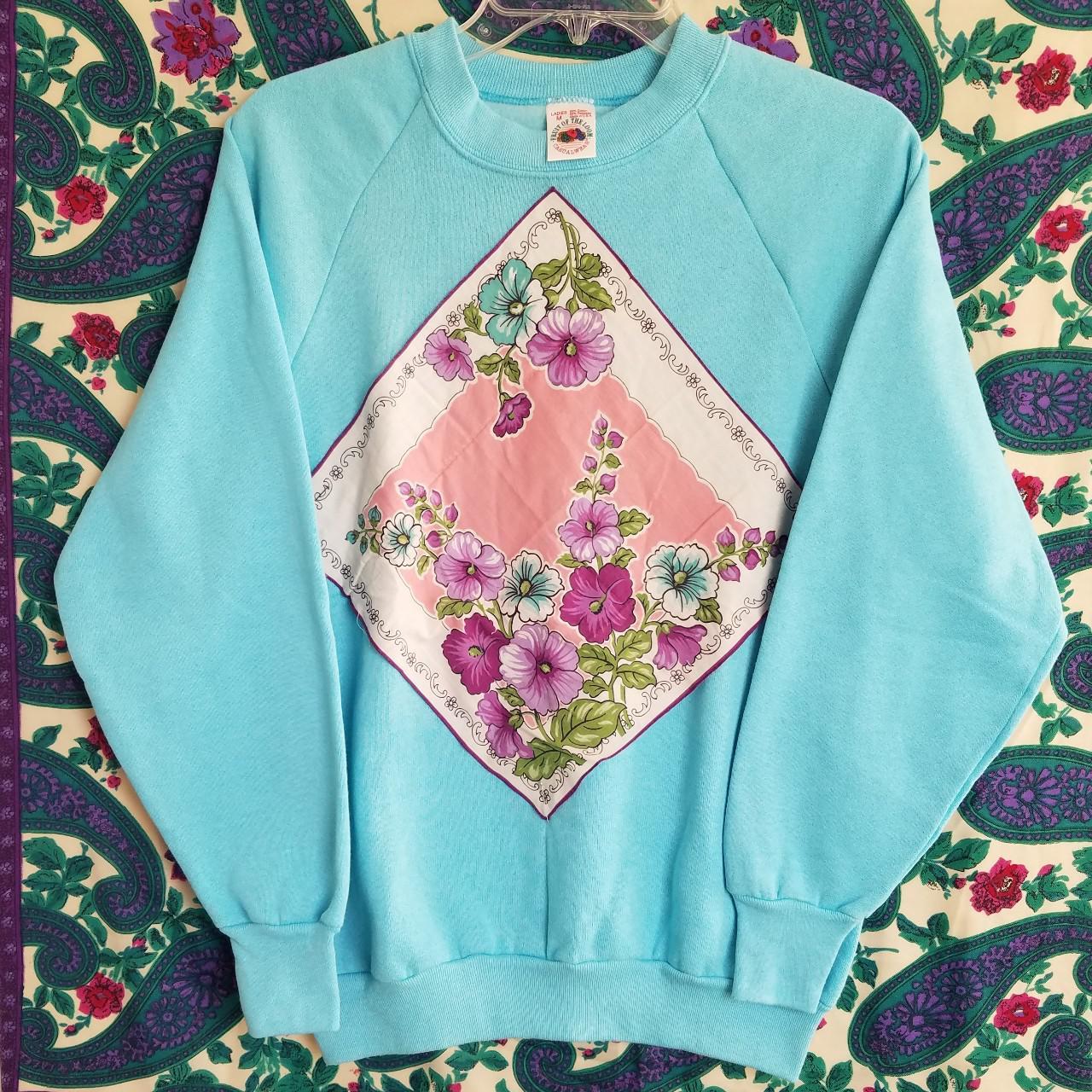 Vintage flower floral nature sweater sweatshirt... - Depop