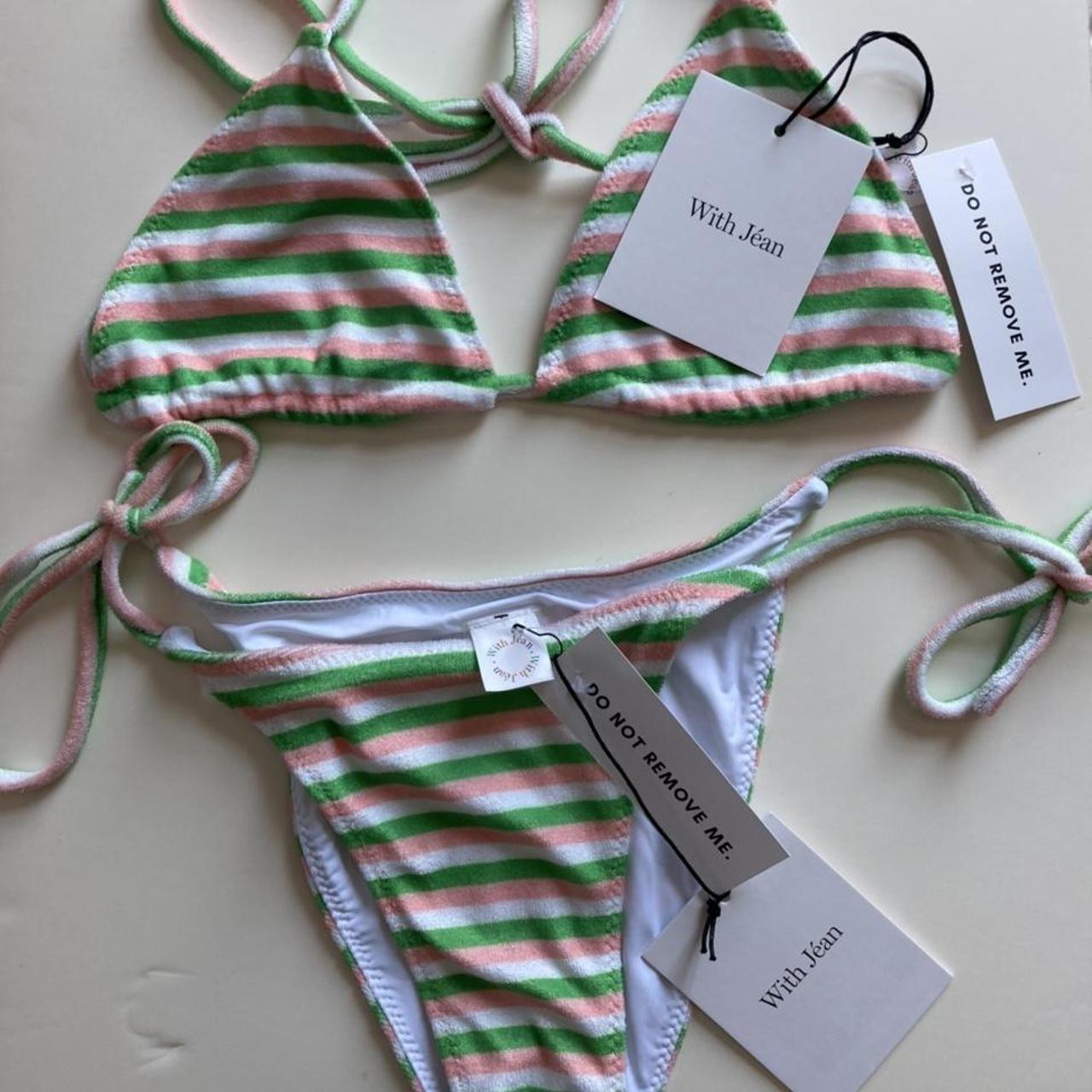 With Jéan Women's Green and Pink Bikinis-and-tankini-sets | Depop