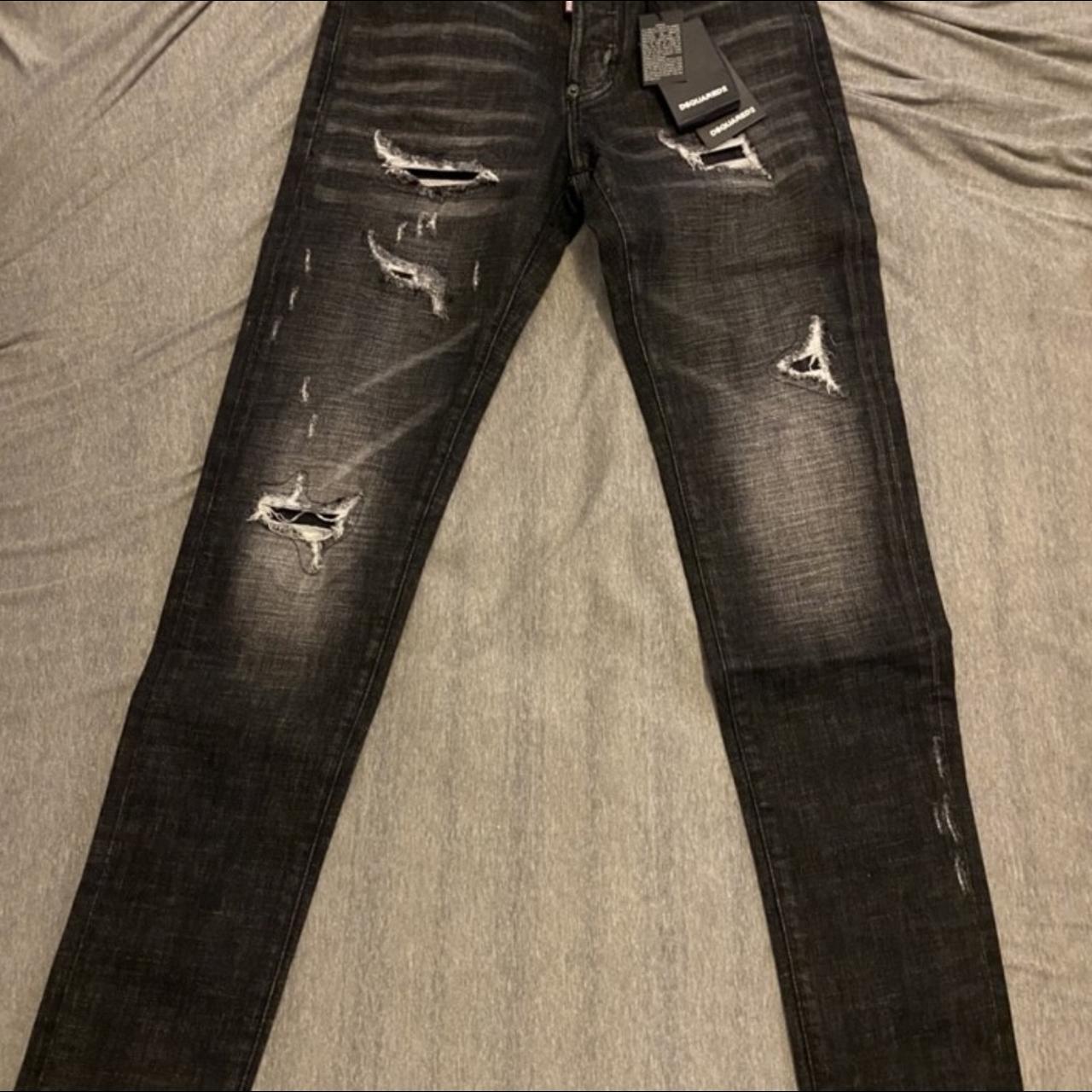 black ripped dsquared jeans - Depop