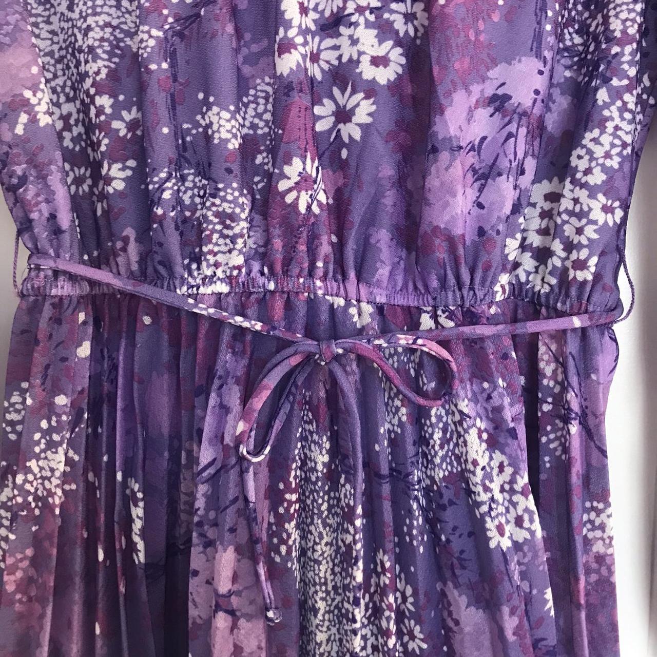 The Prettiest Purple Floral Vintage Midi Dress Long Depop