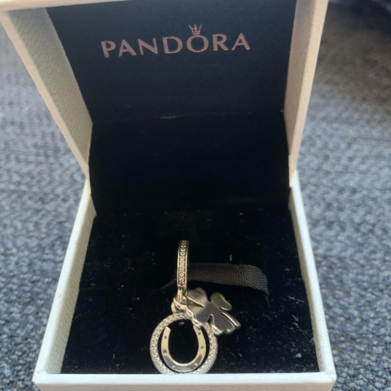 Silver pandora “lucky four leaf clover dangle” charm... - Depop