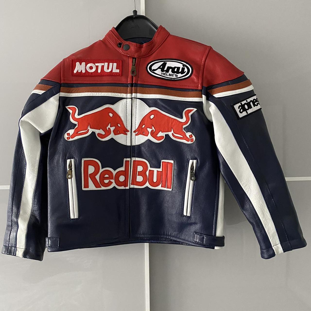 100% genuine leather red bull vintage retro racer... - Depop