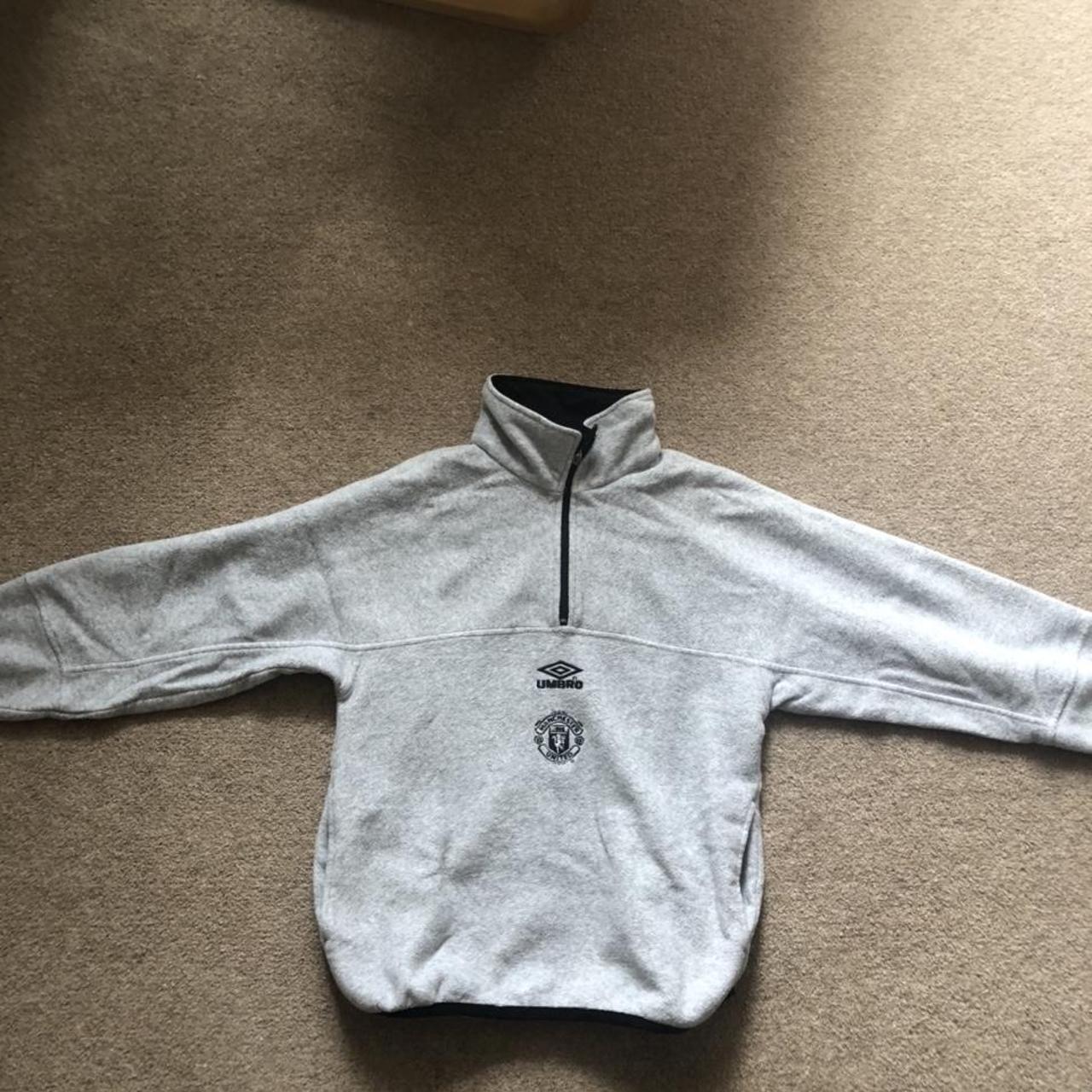 Retro 90s Manchester United Umbro 1/4 zip fleece... - Depop