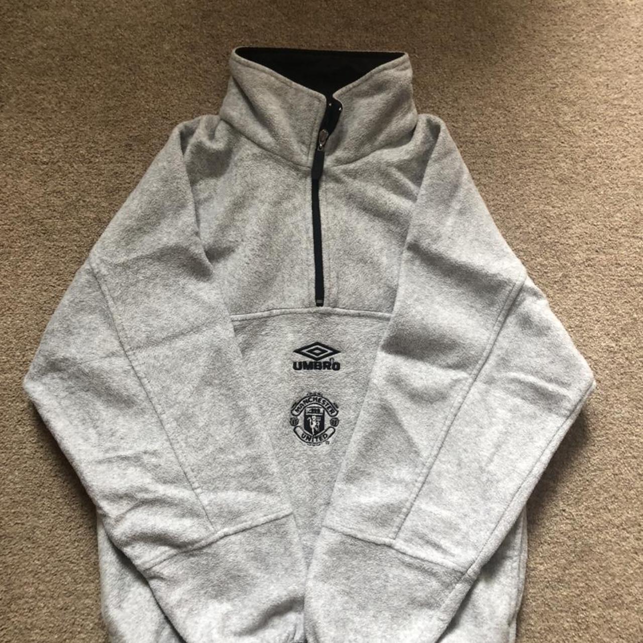 Retro 90s Manchester United Umbro 1/4 zip fleece... - Depop
