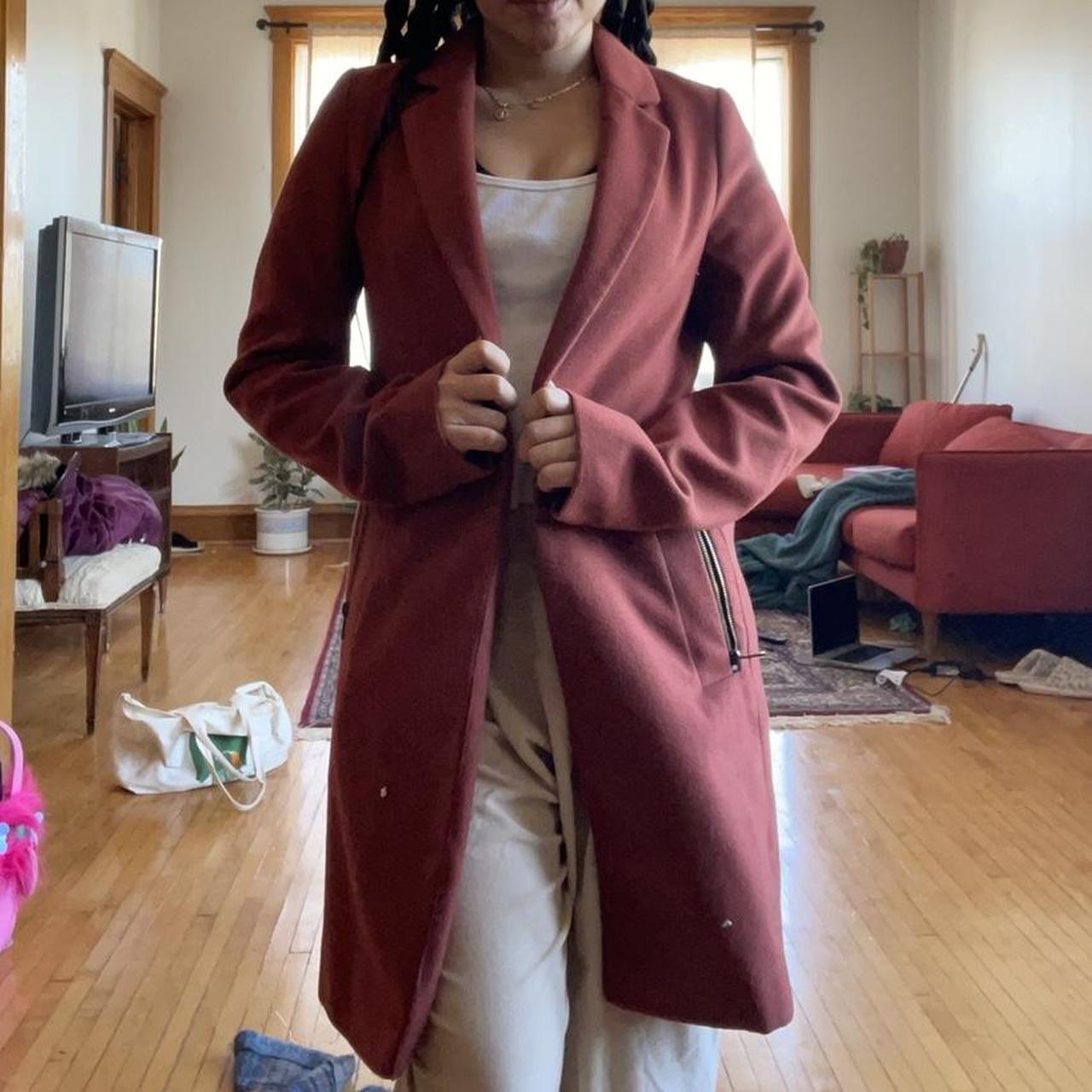 Cutest red/rust colored pea coat size small - Depop