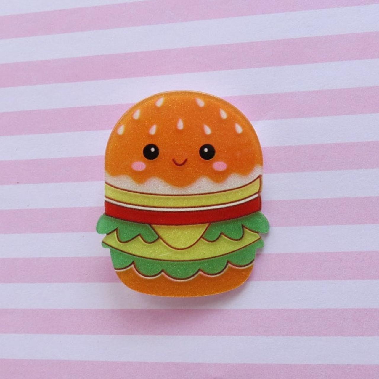 Cute kawaii style burger hair clip! Glittery... - Depop