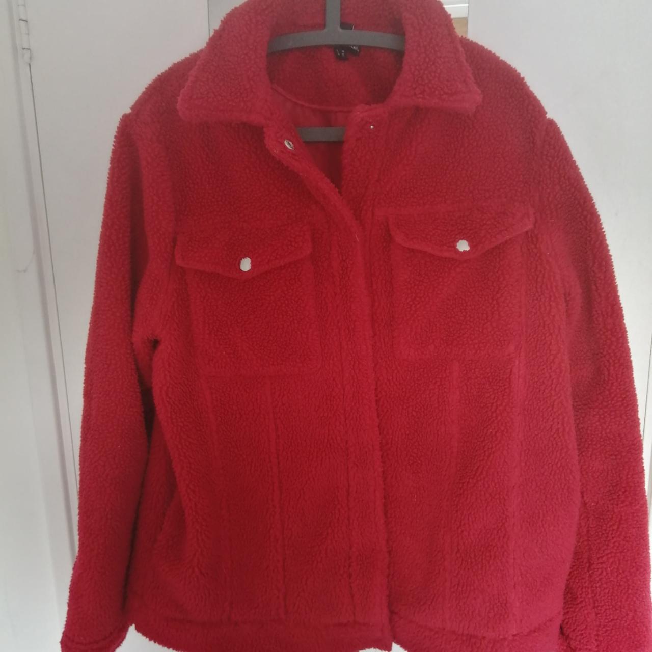 LONG TALL SALLY BURGUNDY RED TEDDY COAT / JACKET... - Depop