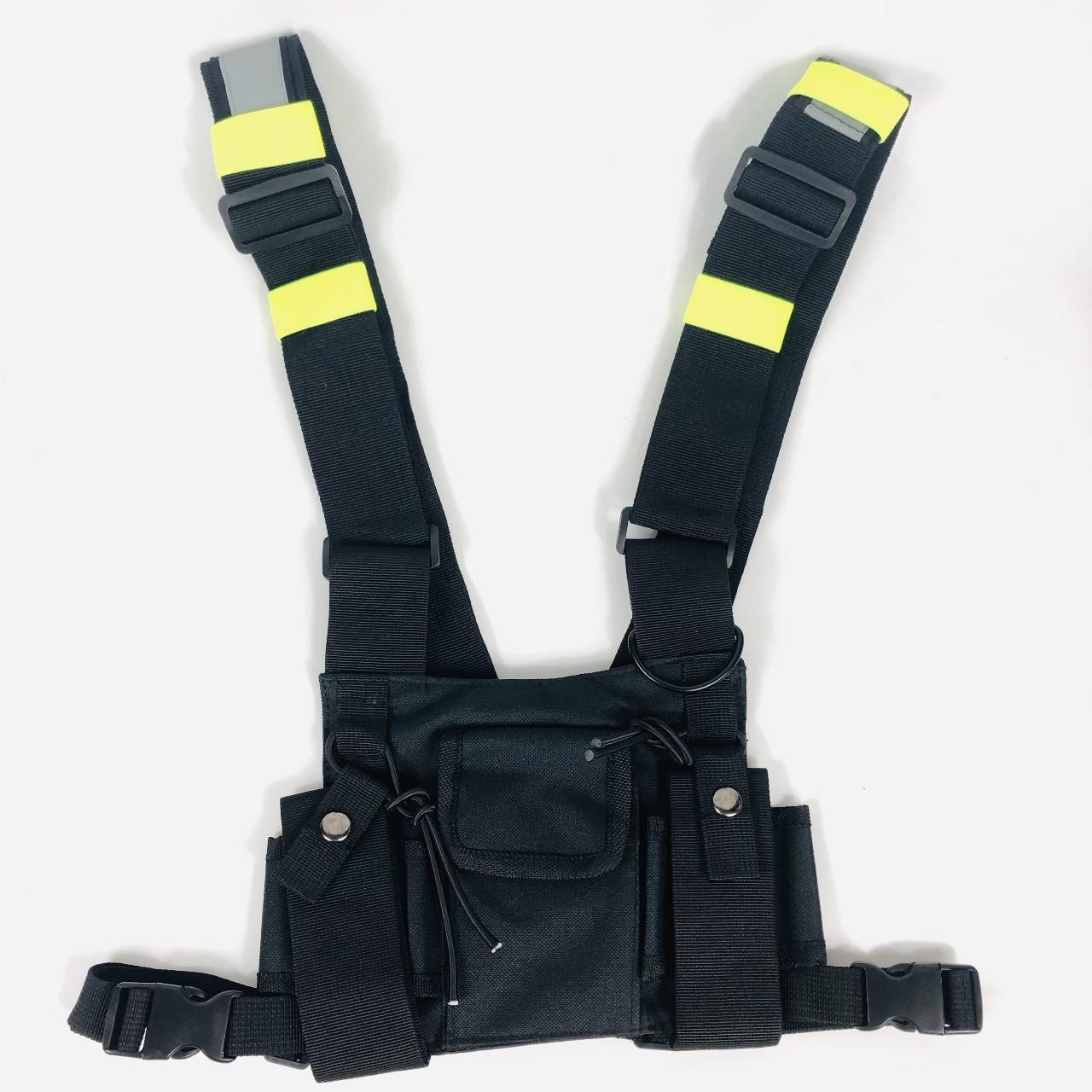 Black Reflective Tactical chest rig/ Fanny Pack/... - Depop