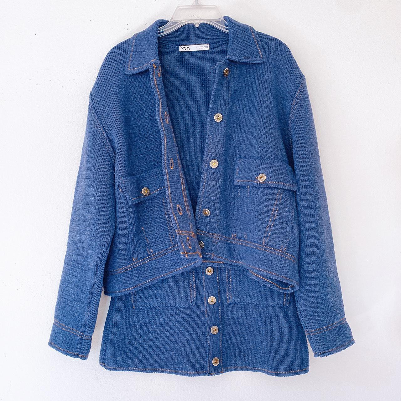 💘ZARA- Navy Knit jacket and skirt set DETAILS: ♡... - Depop