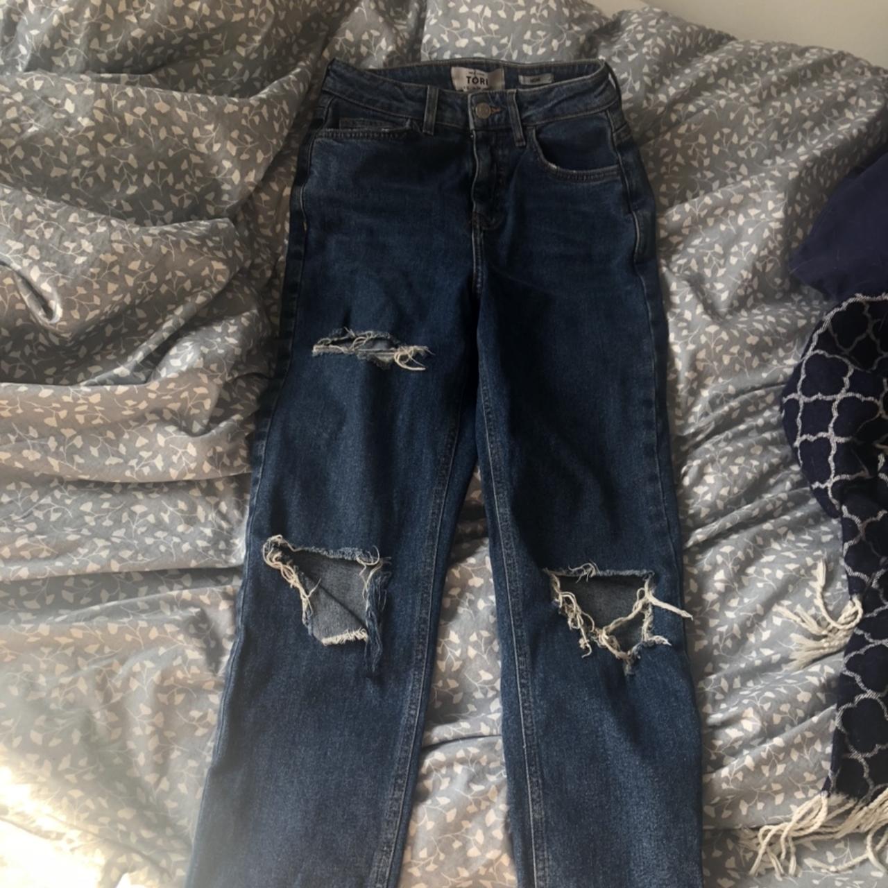 new look raggedy mom jeans. barely worn! size 6 and... - Depop