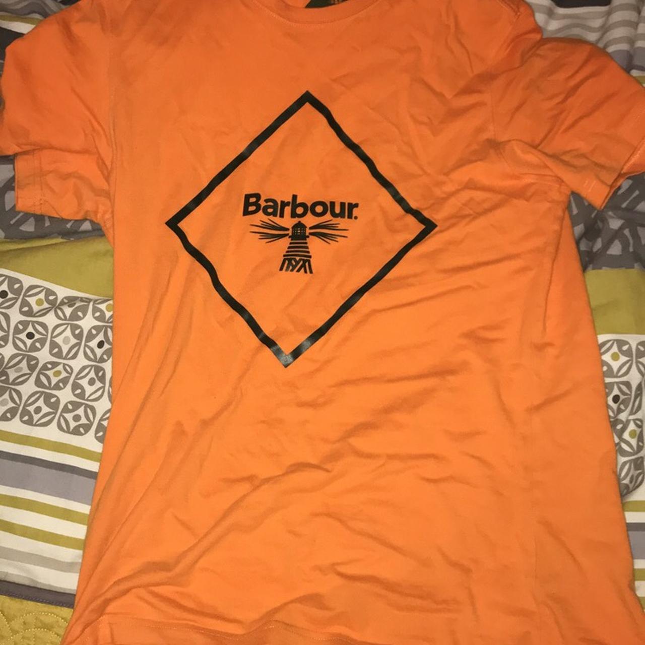 Orange Barbour lighthouse tee - Depop