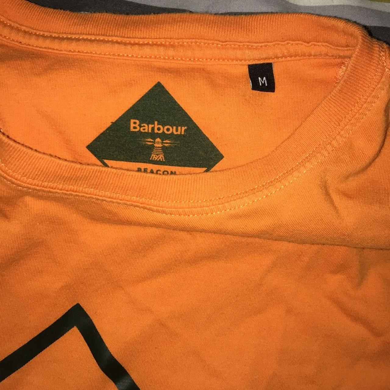 Orange Barbour lighthouse tee - Depop