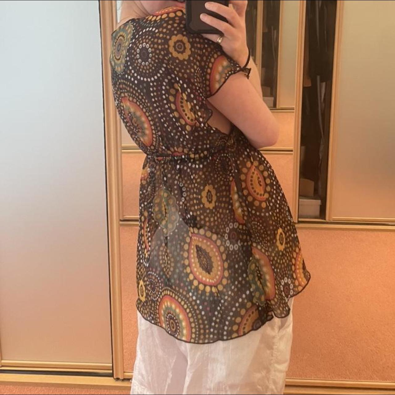 Sheer floaty patterned tie shirt top. Super... - Depop