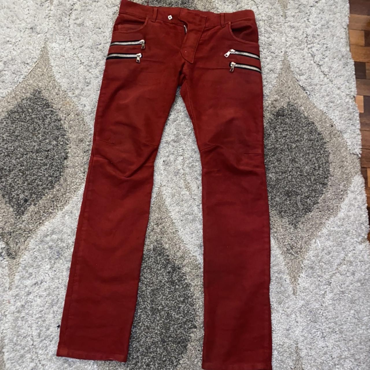 Men’s Red Balmain jeans Swade Size 31 Model is... - Depop