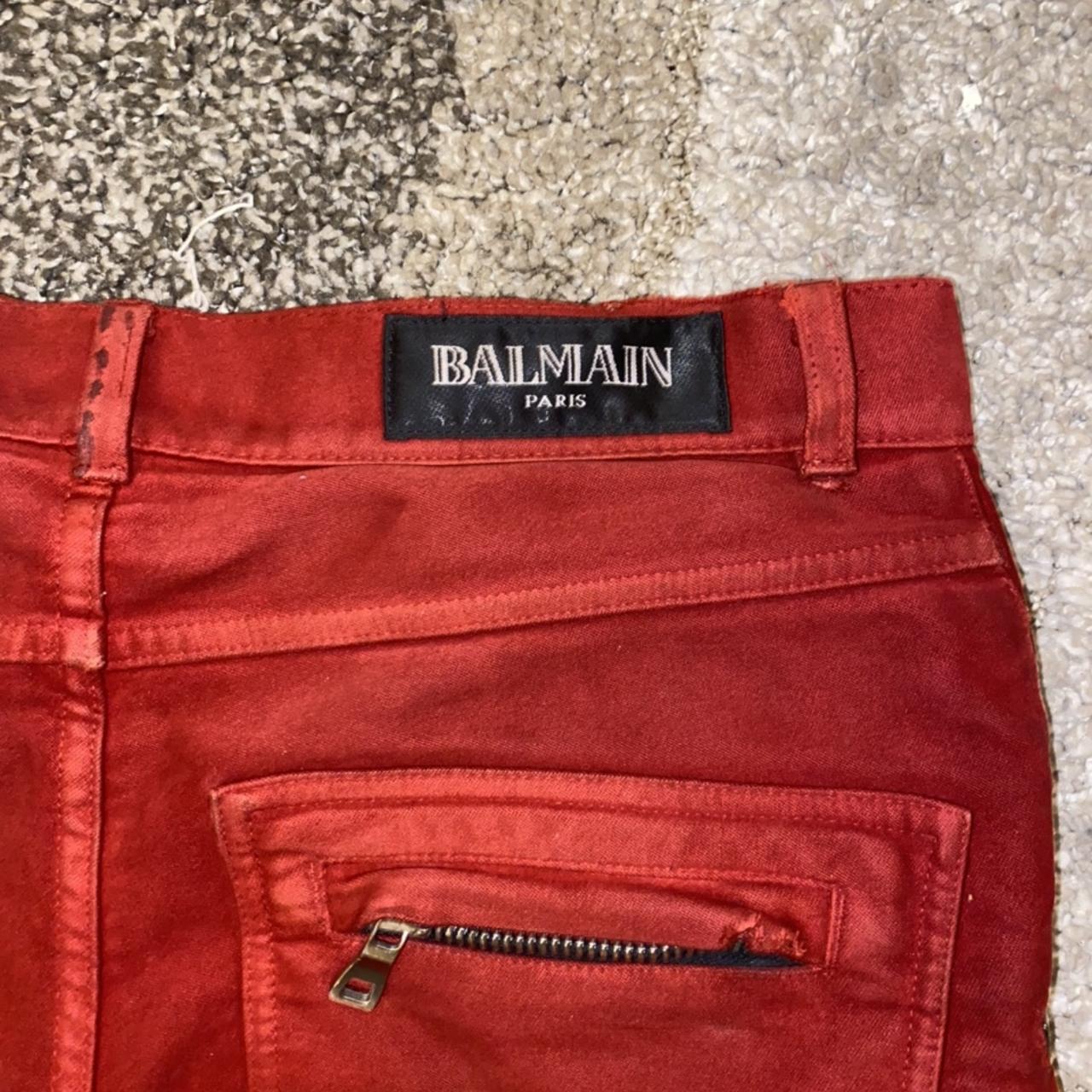 Men’s Red Balmain jeans Swade Size 31 Model is... - Depop