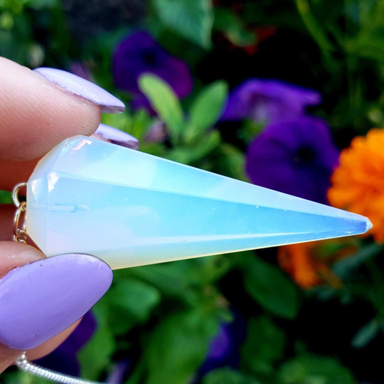 1 piece Opalite pendulum with silver colored... - Depop