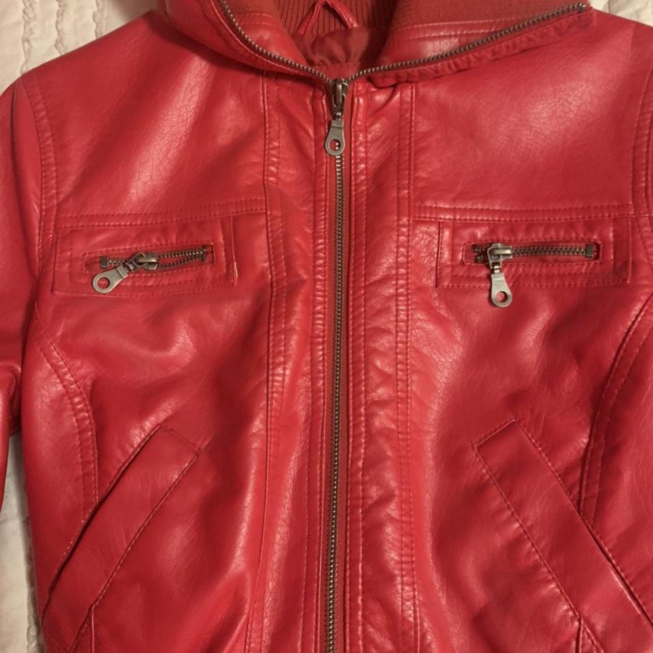 Red faux leather jacket! New with tags. Very cute... - Depop