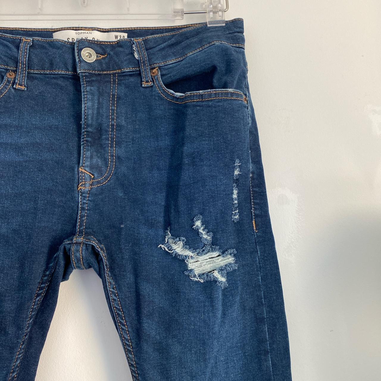 Blue ripped skinny jeans Mid-blue #ripped #skinny... - Depop