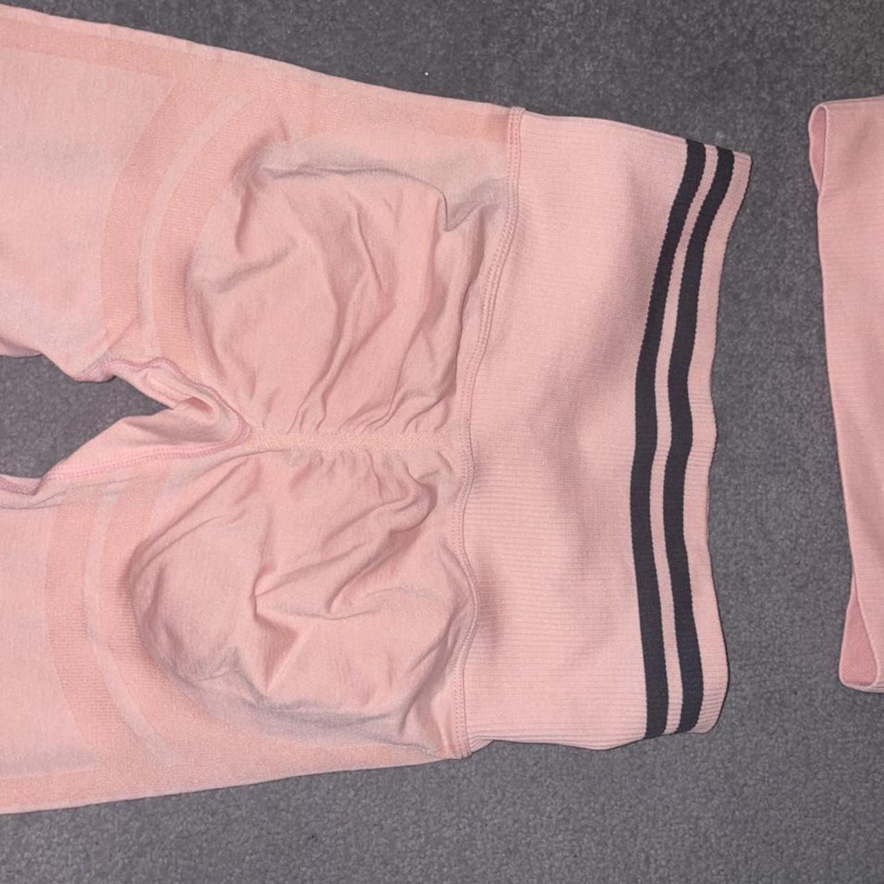 Cute pink & grey gym set with ruching at the bum,... - Depop