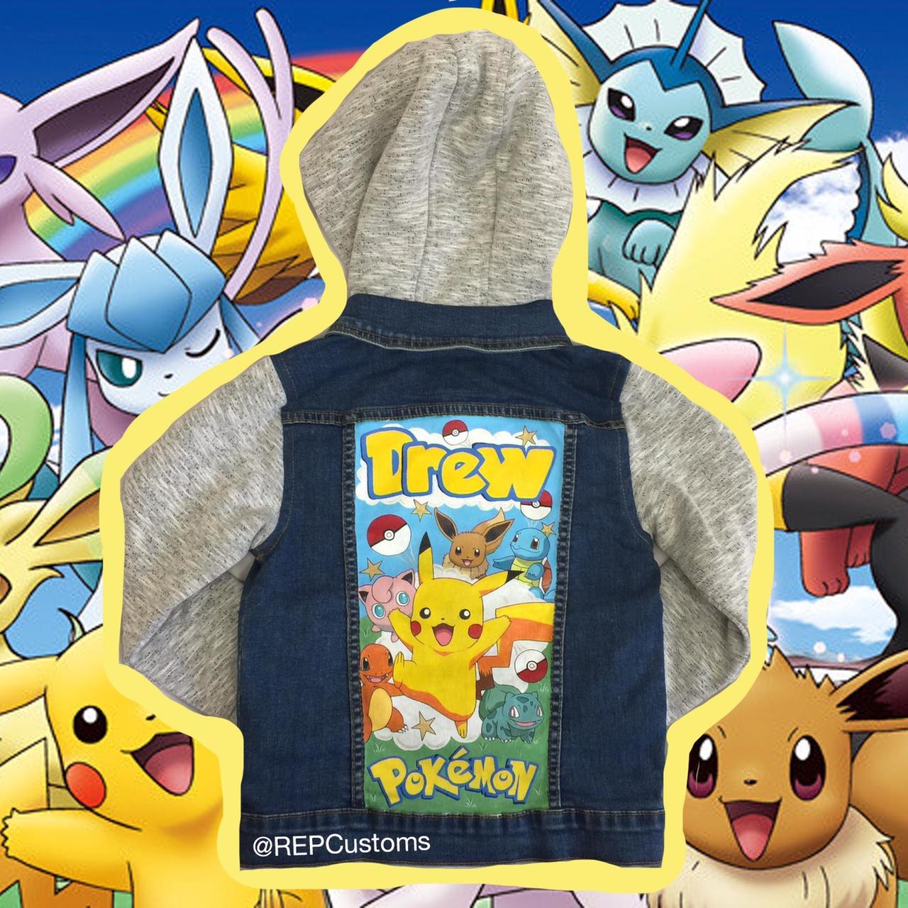 ⚡️ Custom Pokemon denim jacket painted for a 6 year... - Depop