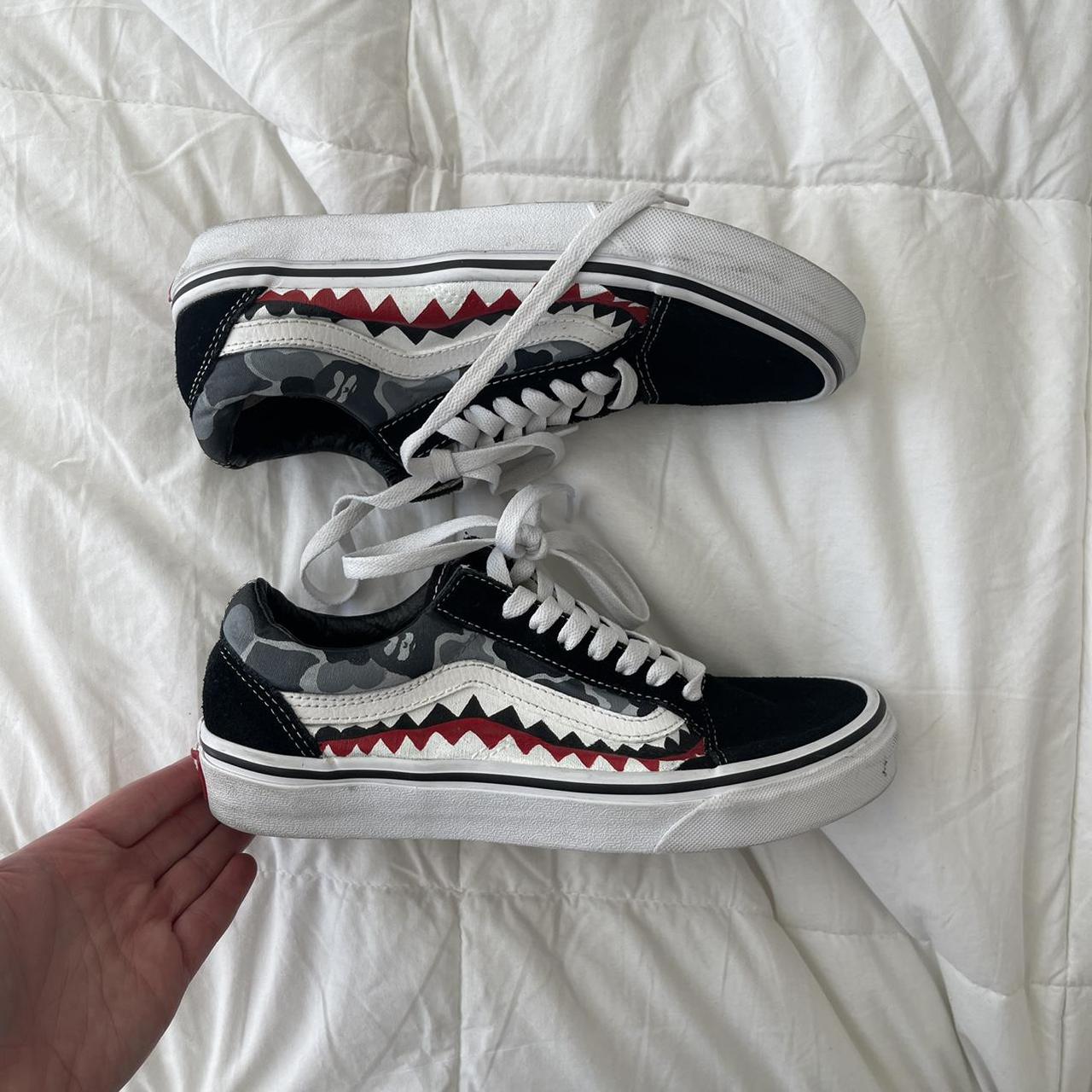 custom bapesta a bathing ape bape old school vans... - Depop