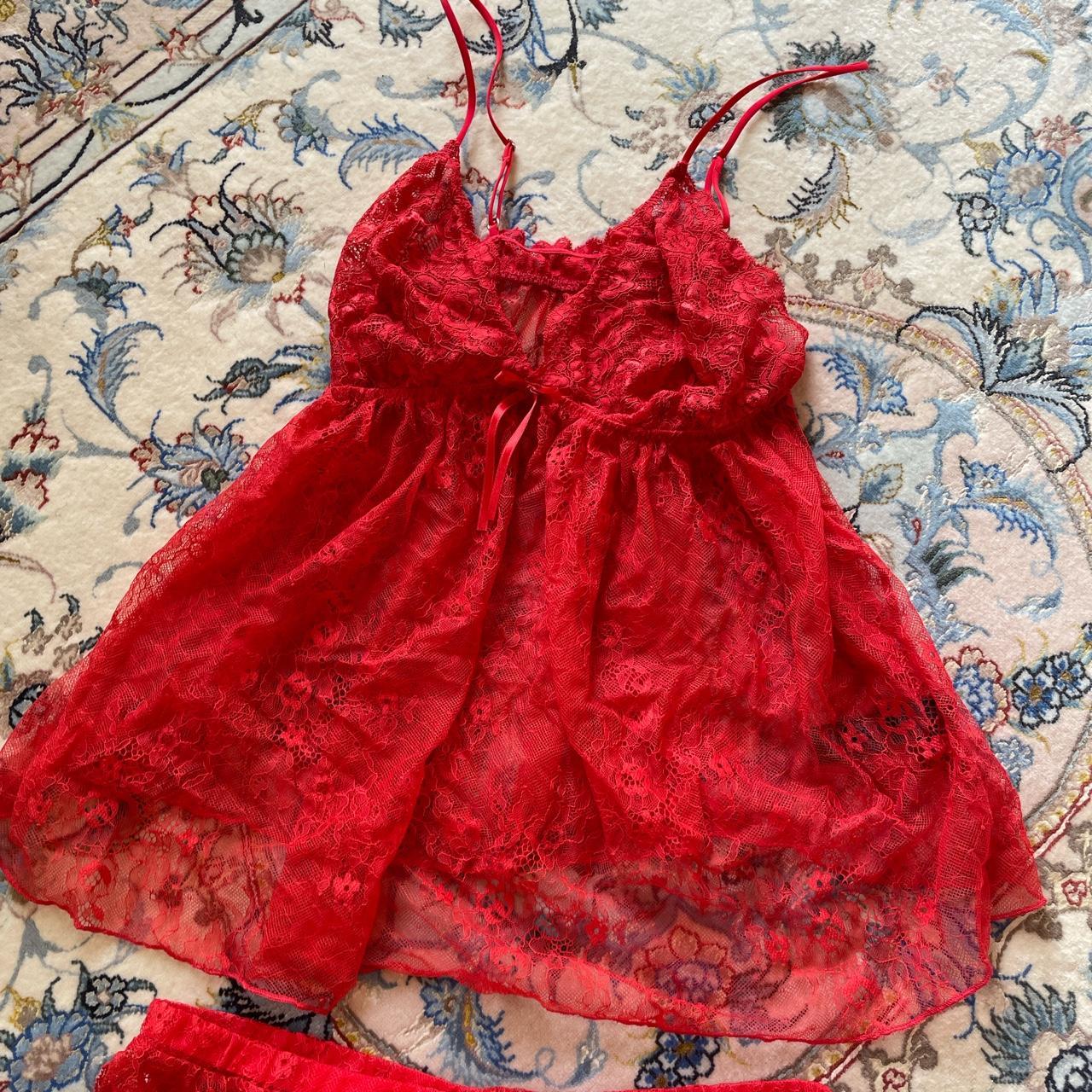 Red Lace Cami And Short Lingerie Set Brand New Depop