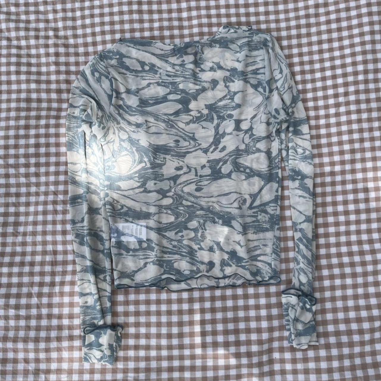 Blue marble print mesh top from Urban Outfitters.... - Depop