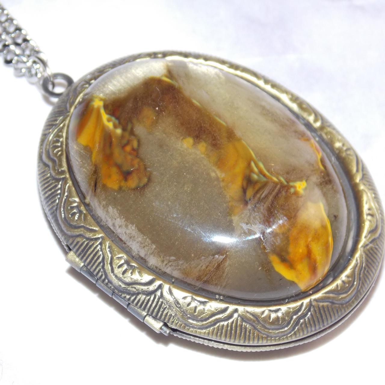 Huge Unique Stone Locket FREE SHIPPING Large... - Depop