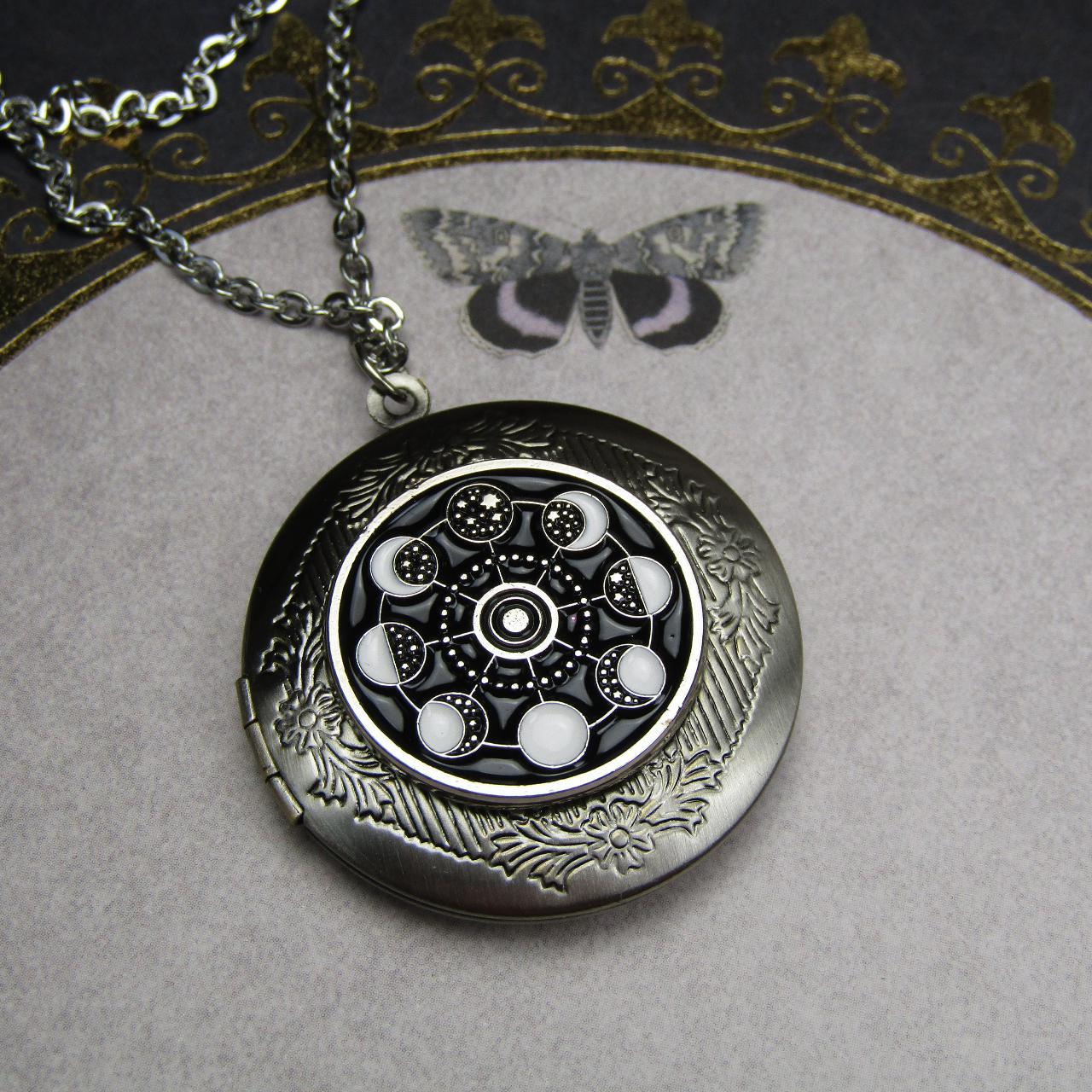 Phases of the Moon Locket Necklace FREE... - Depop