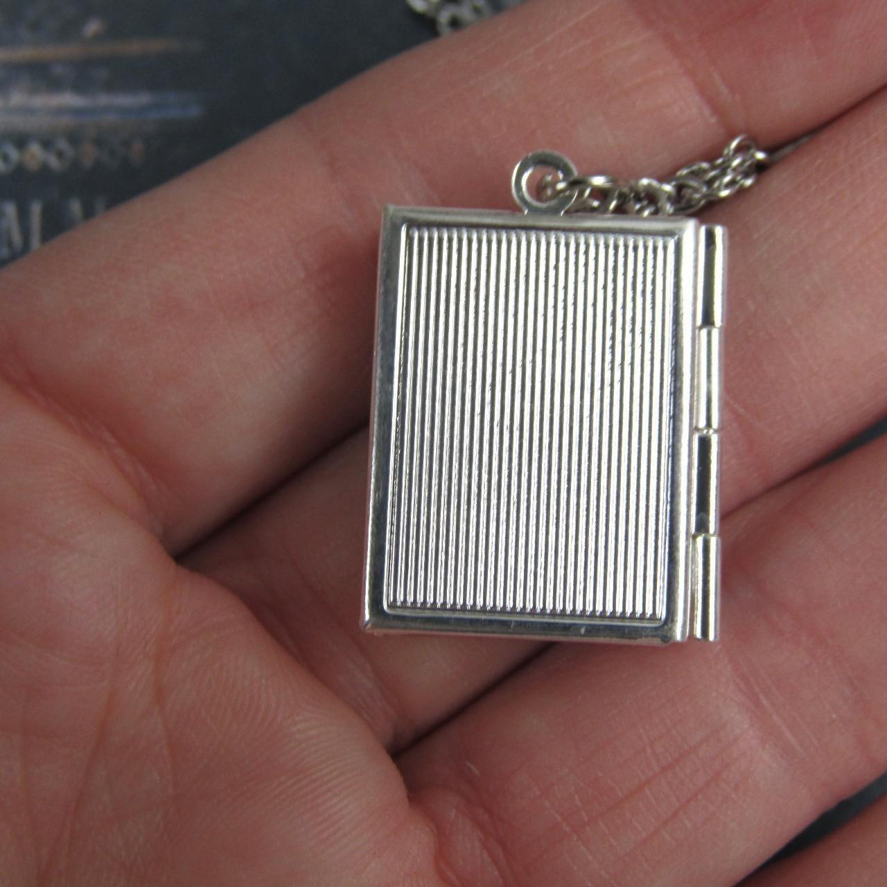 Stainless Steel Diary Book Photo Locket... - Depop