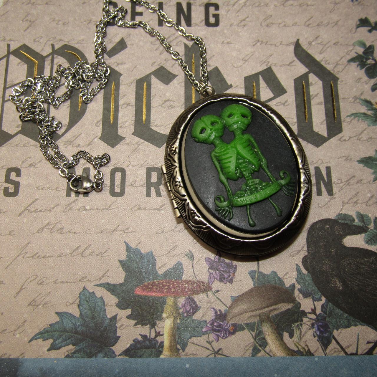 Radioactive Green Gothic Conjoined Skeleton Spooky... - Depop