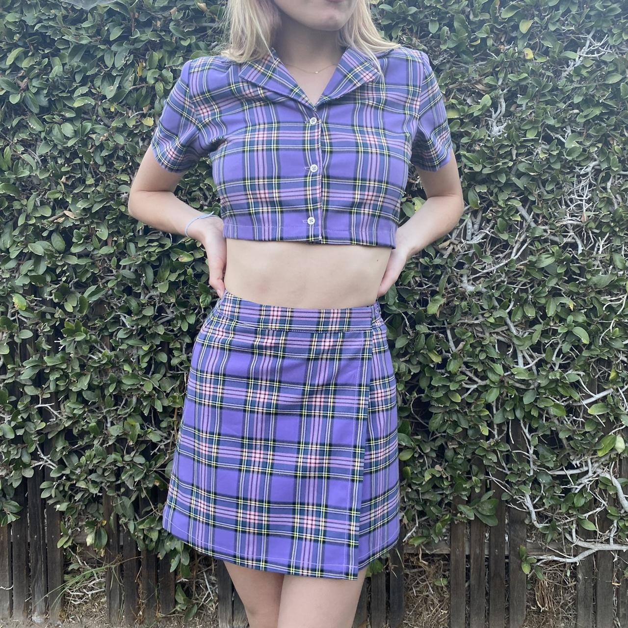 💜Brandy Melville Purple Plaid Matching Set 💜 ONLY... - Depop