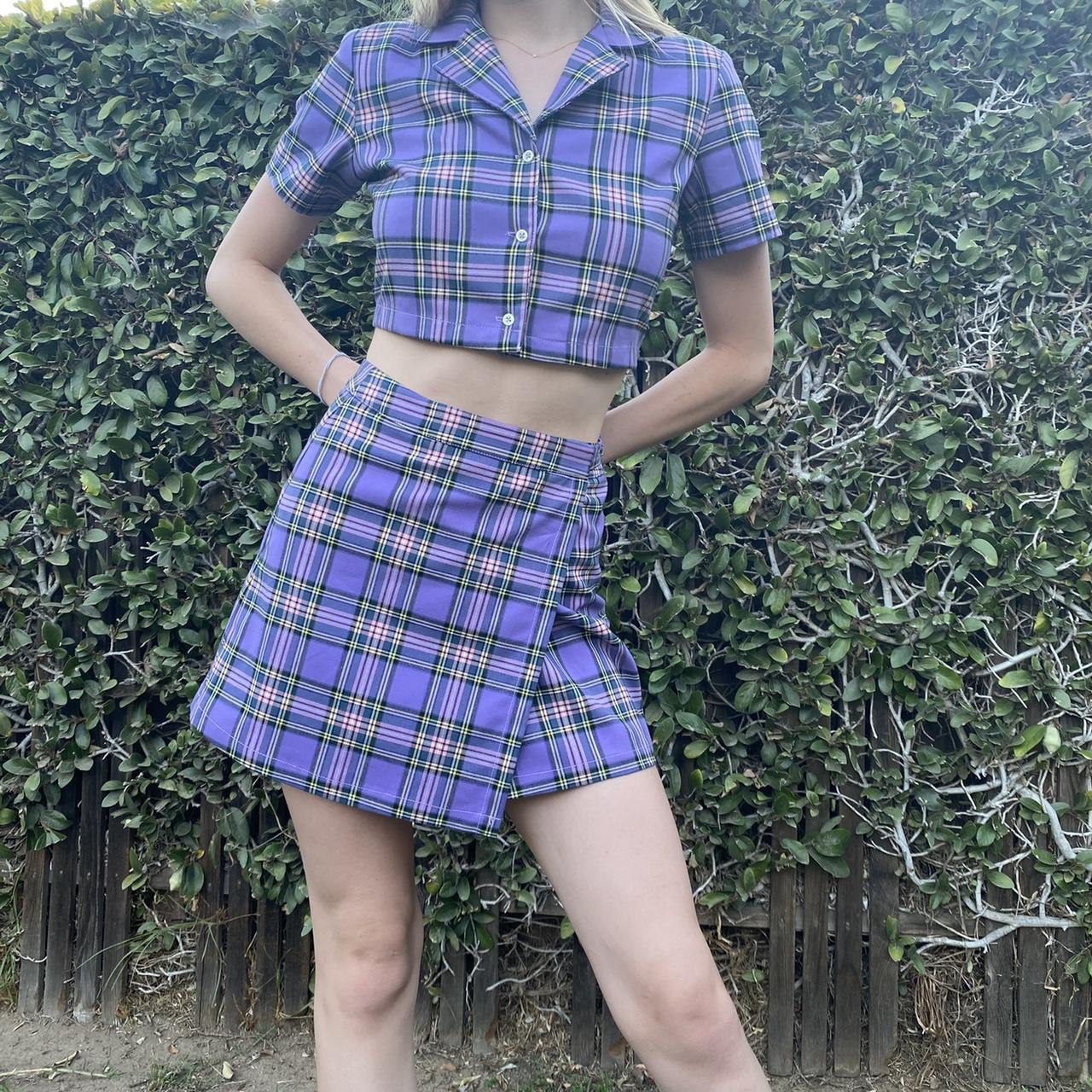 💜Brandy Melville Purple Plaid Matching Set 💜 ONLY... - Depop