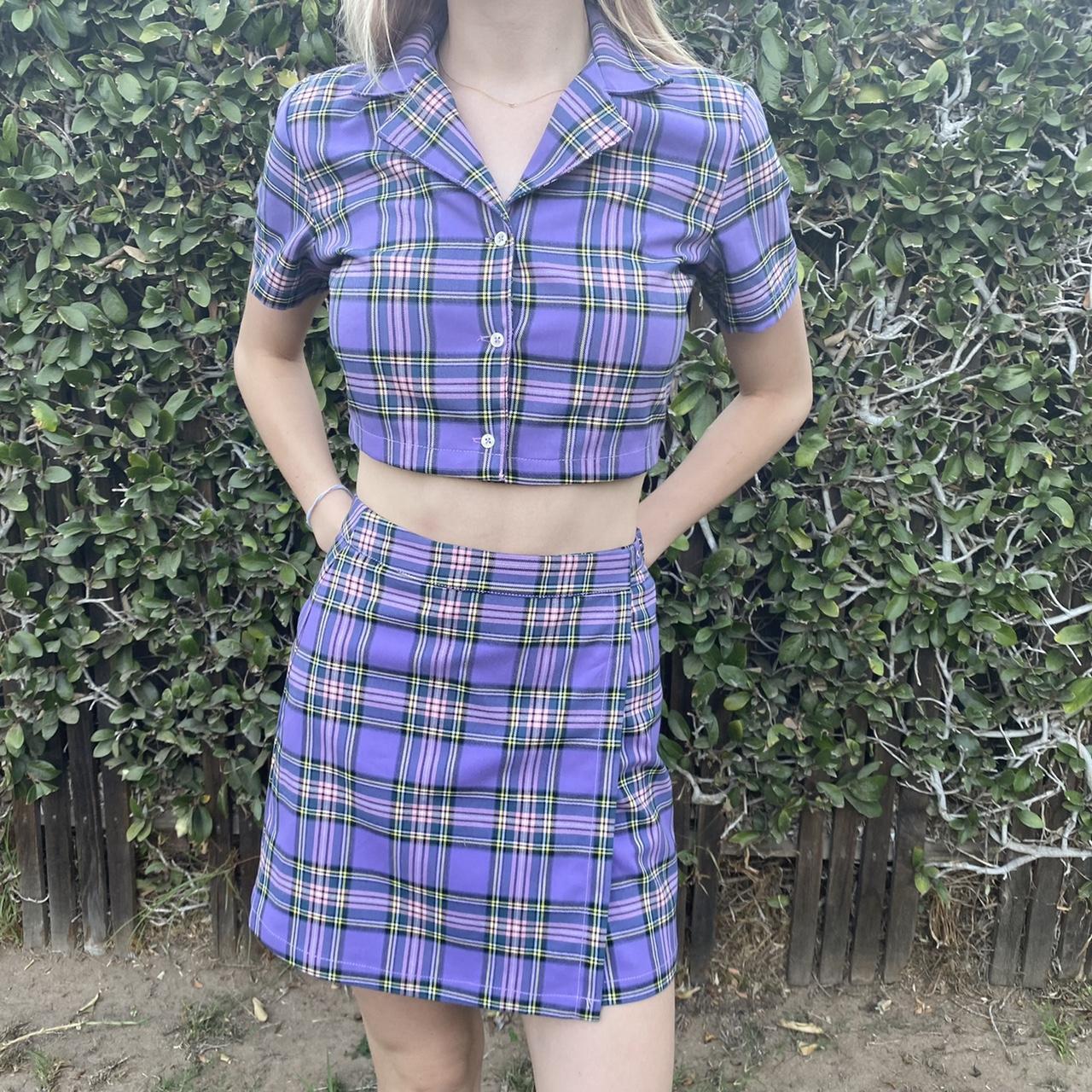 💜Brandy Melville Purple Plaid Matching Set 💜 ONLY... - Depop