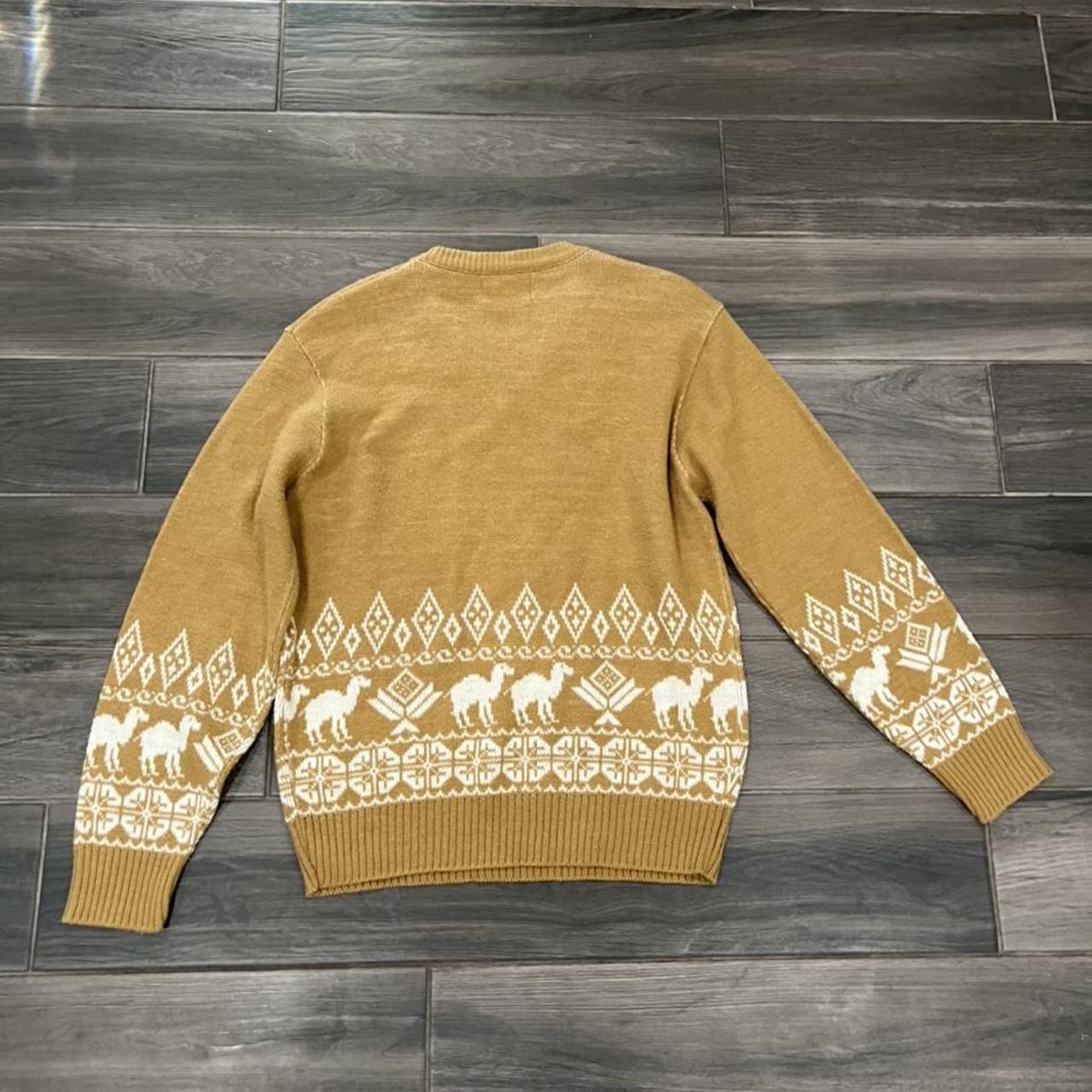 tan camel dad sweater so cute and lays... - Depop