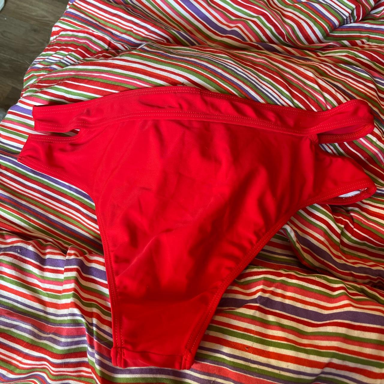 Red Bathing Suit Bottoms Never Worn New Red Depop