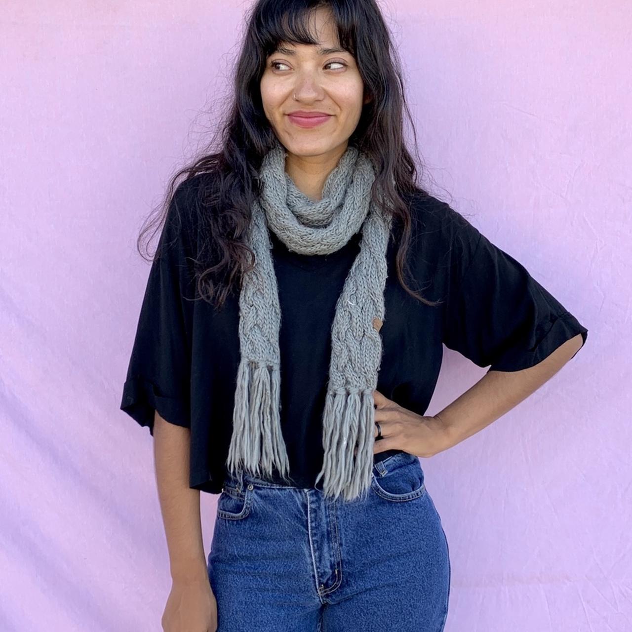 Fossil braided knitted grey long scarf! Perfect for... - Depop