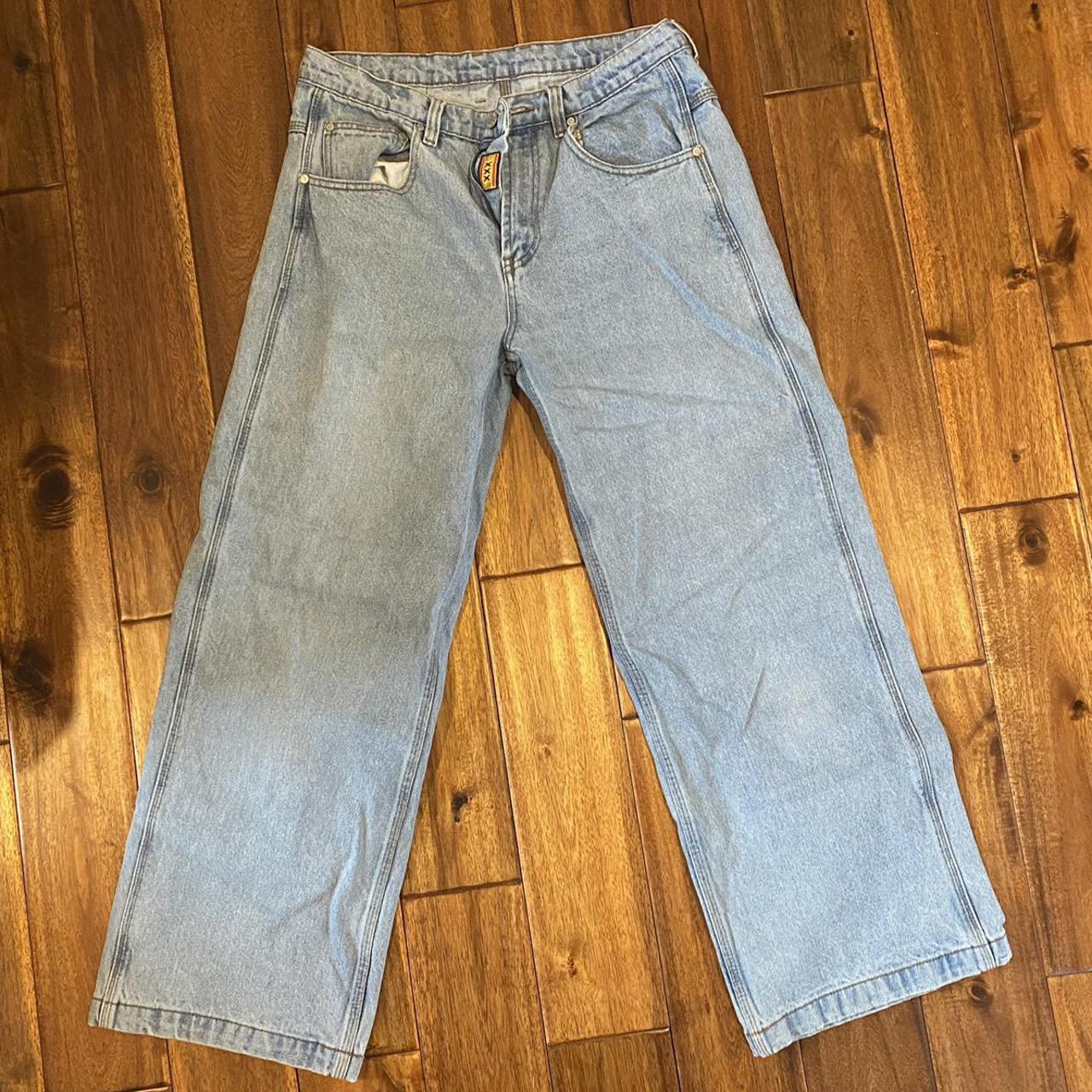 UNIF XXX jeans faded blue relaxed straight fit... - Depop
