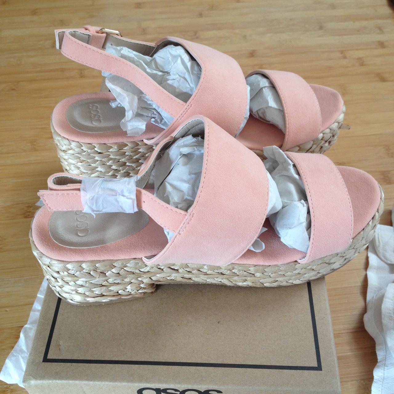 Asos, light pink straw sandals, never worn still in... - Depop