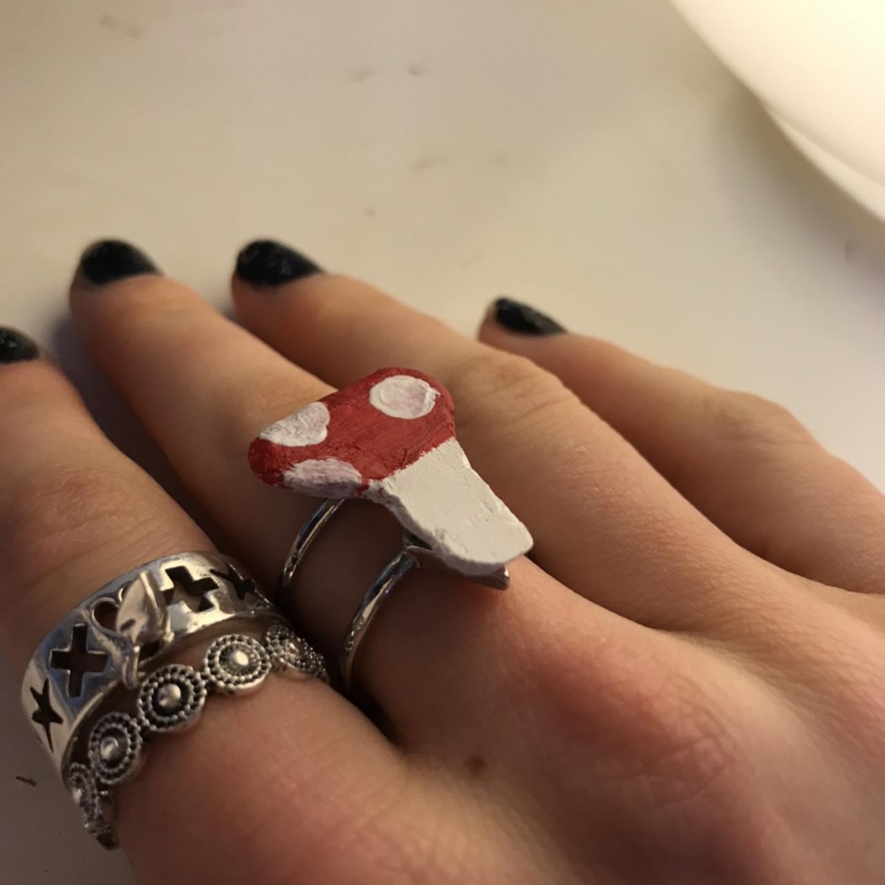Handmade mushroom (toadstool) ring Made from clay... - Depop