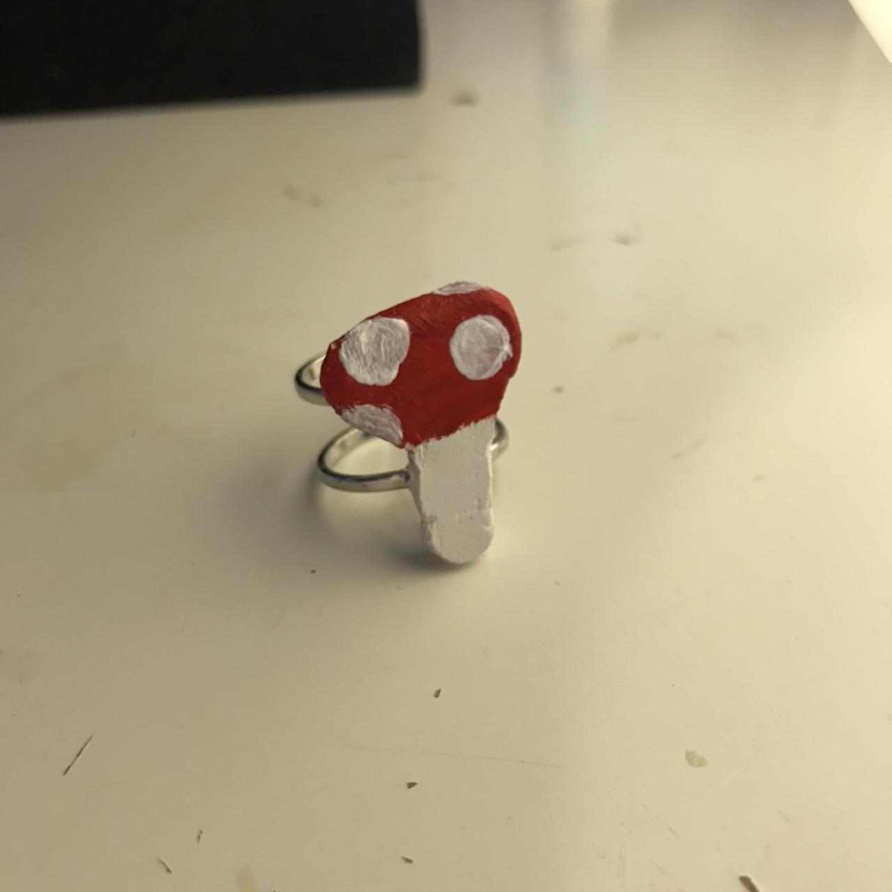 Handmade mushroom (toadstool) ring Made from clay... - Depop