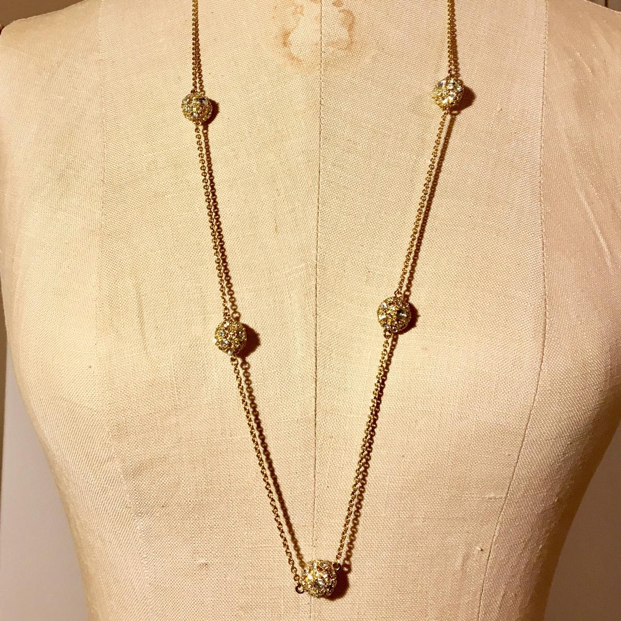 Kate space gold and pave crystal chain necklace. 16... - Depop